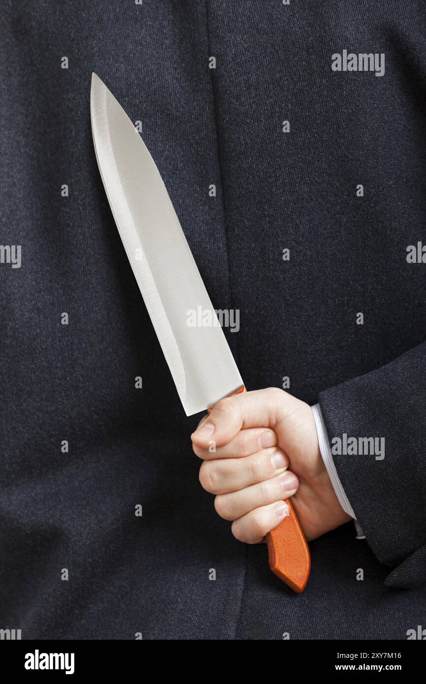 Murderer human hand holding sharp steel kitchen knife weapon Stock ...