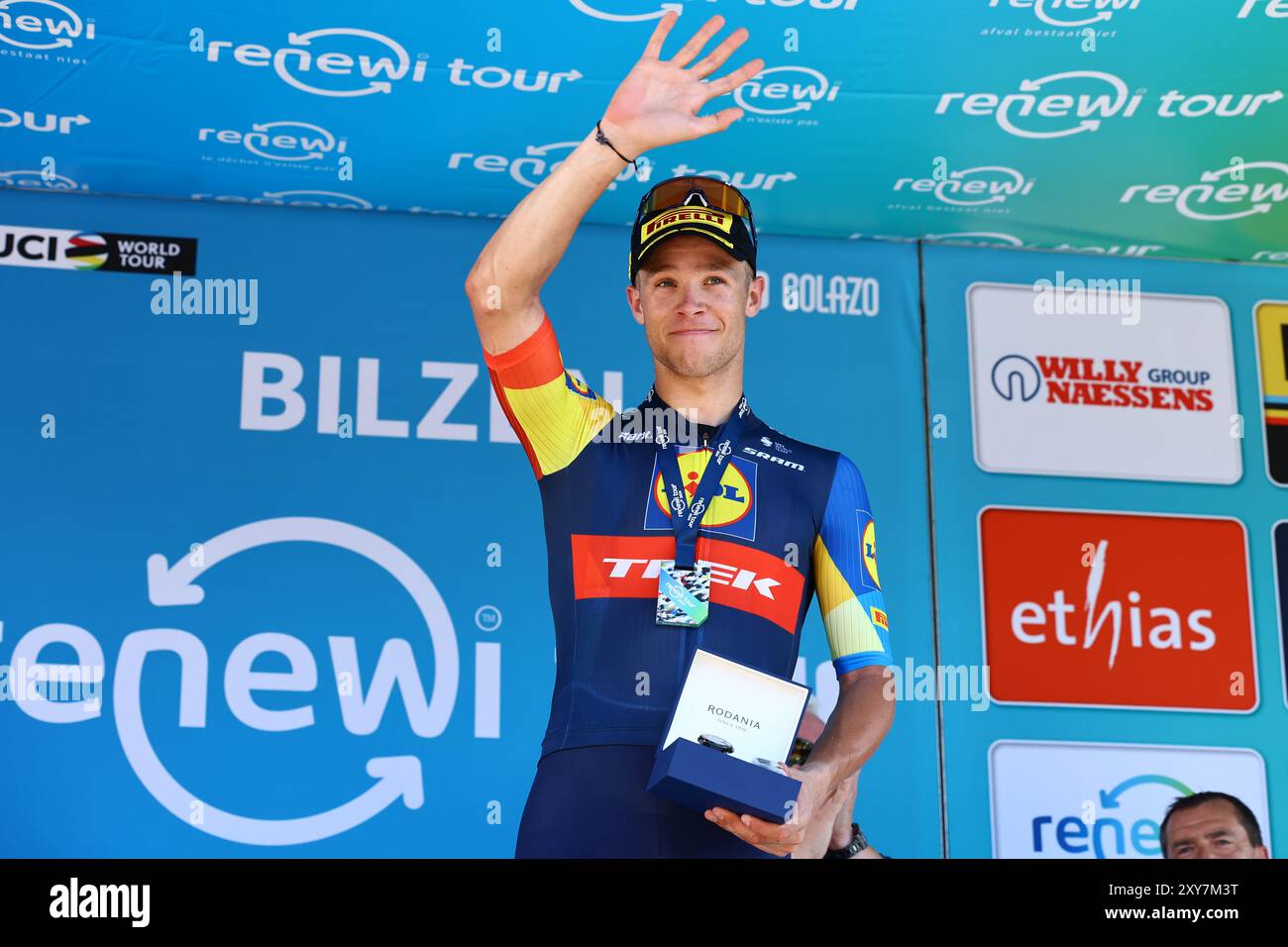 Bilzen, Belgium. 28th Aug, 2024. Italian Jonathan Milan of Lidl-Trek ...