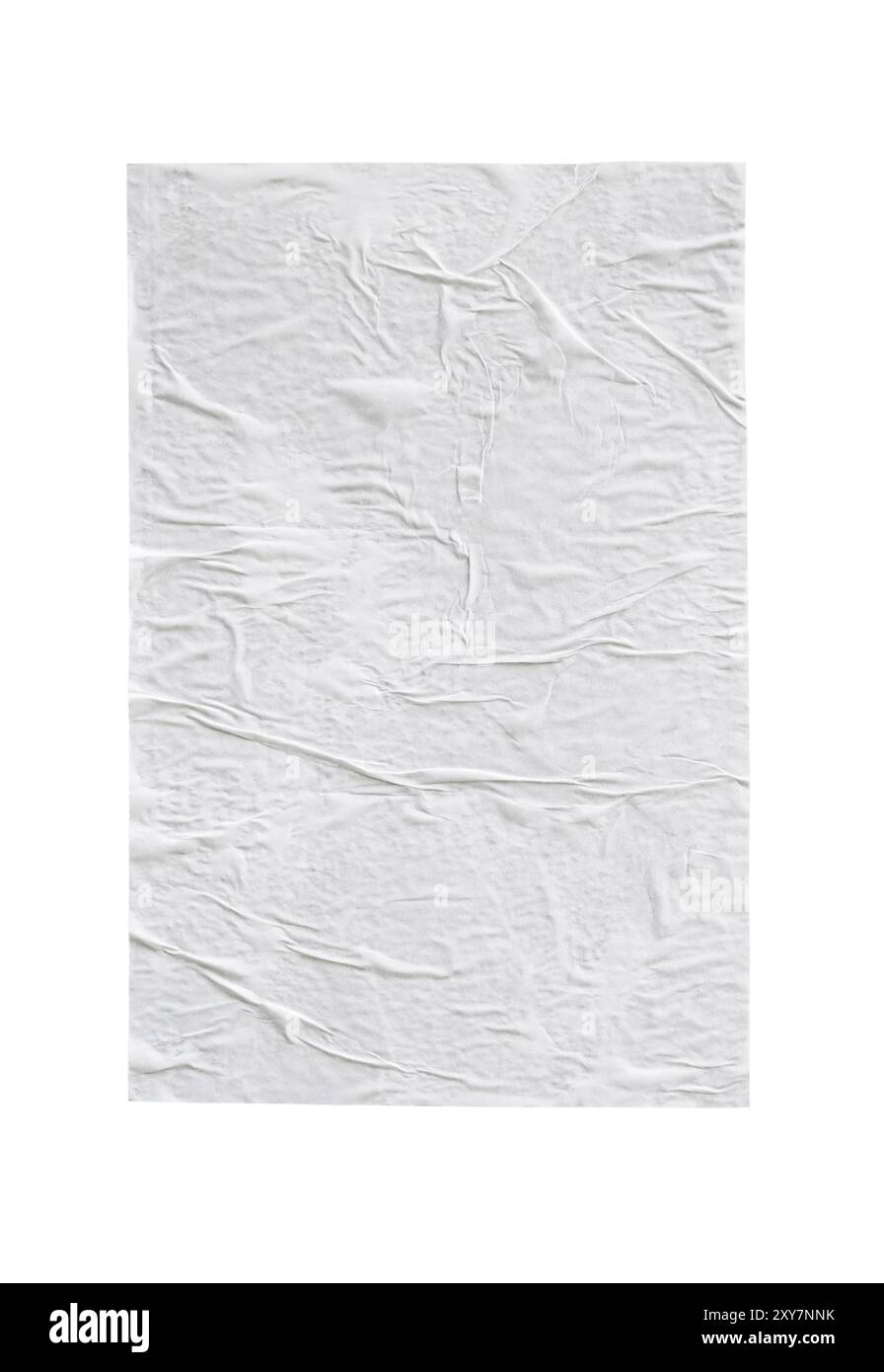 Blank white crumpled and creased paper poster texture isolated on white ...