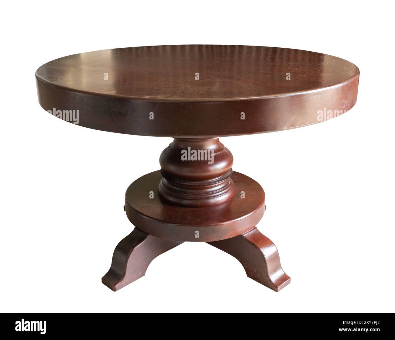Brown antique wood round table isolated on white background Stock Photo ...