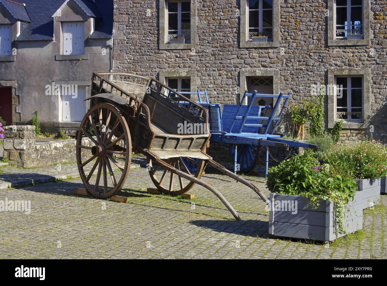 The medieval village of Locronan in Brittany old wains, France ...