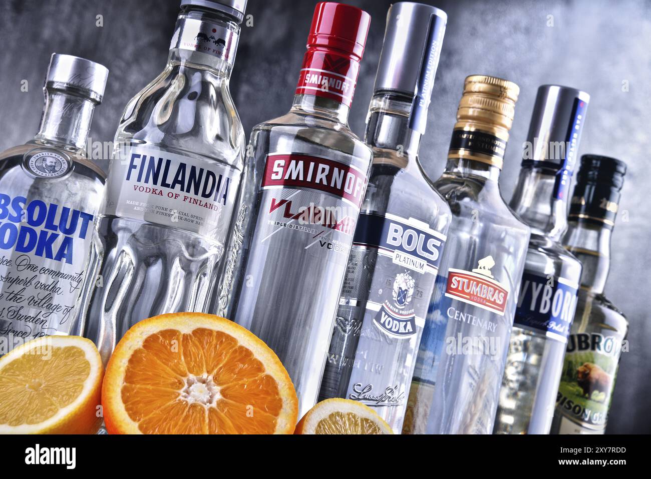 Bottles of several global brands of vodka Stock Photo - Alamy