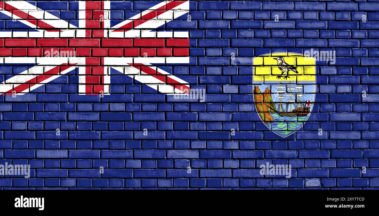 Flag of Saint Helena painted on brick wall Stock Photo - Alamy