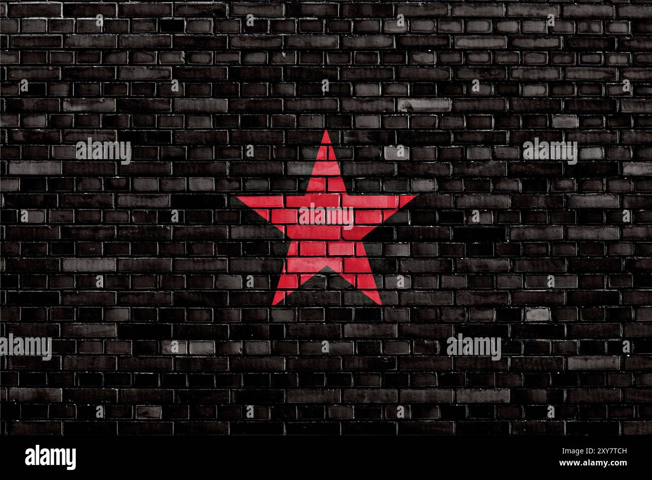 Flag of EZLN painted on brick wall Stock Photo - Alamy