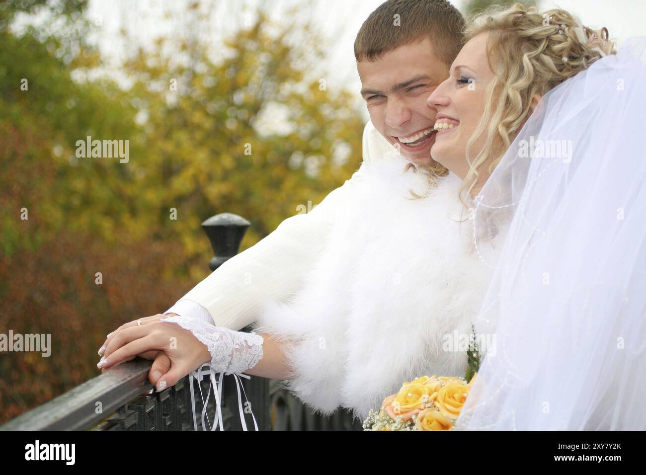Wedding pictures of just married couple Stock Photo - Alamy