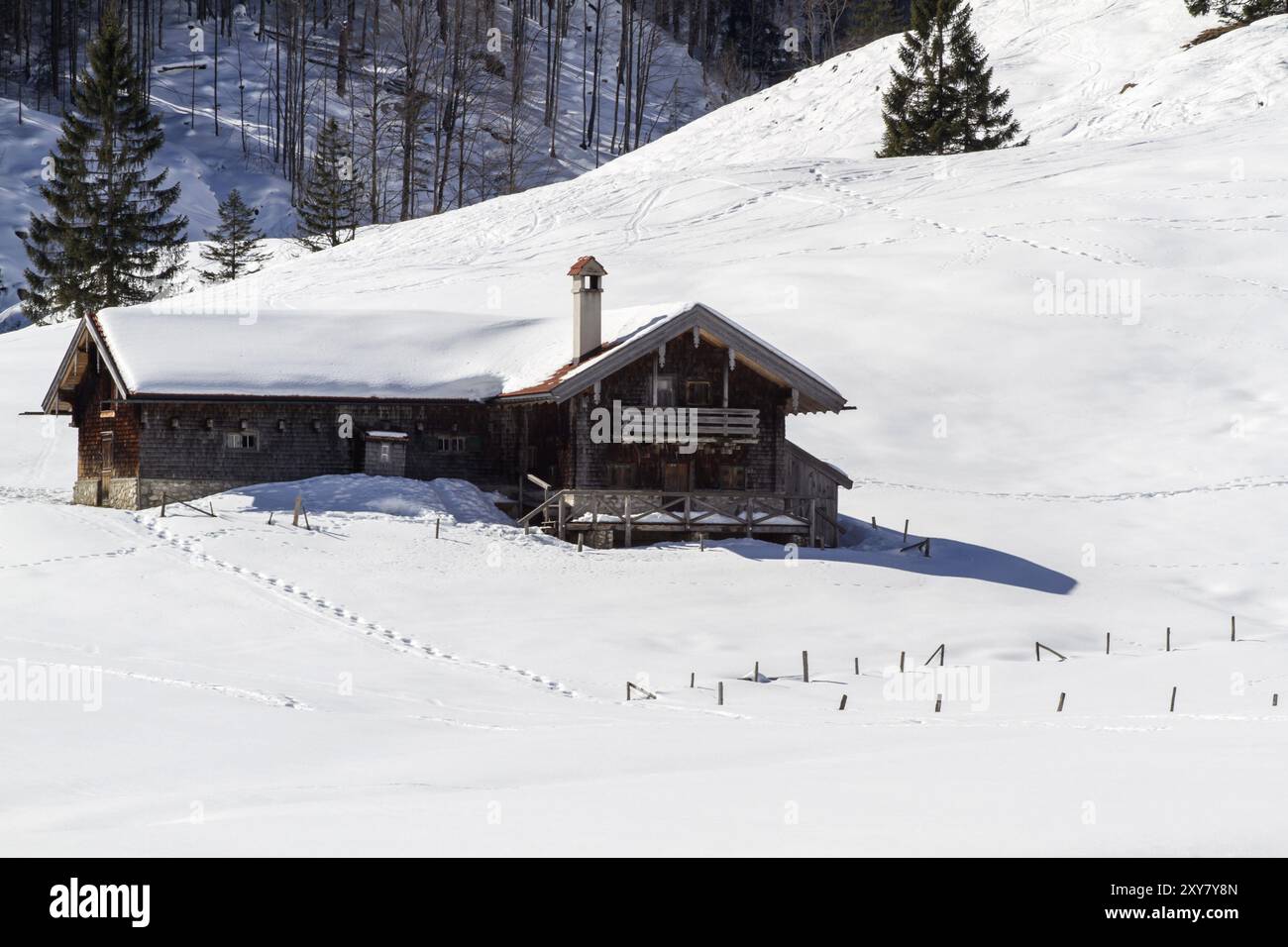 Alpine hut in the foothills of the Alps, Bavaria Stock Photo - Alamy