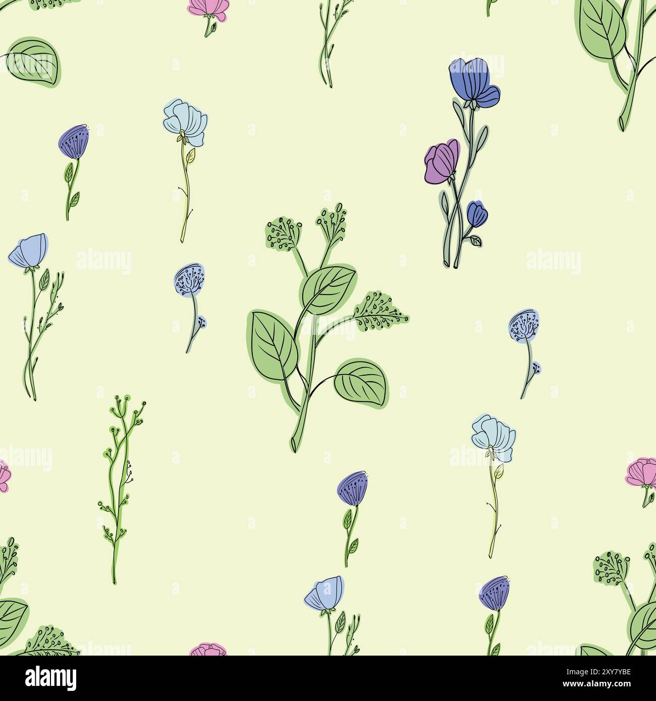 Seamless floral pattern showcasing beautiful pink purple and blue ...