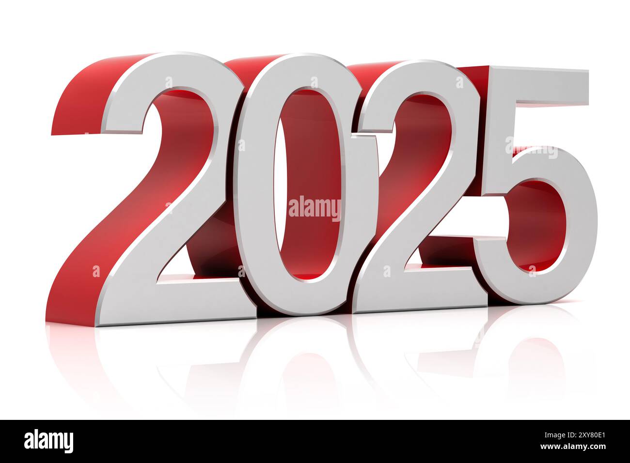 2025 in 3D numbers on reflective surface, symbolizing the new year and ...