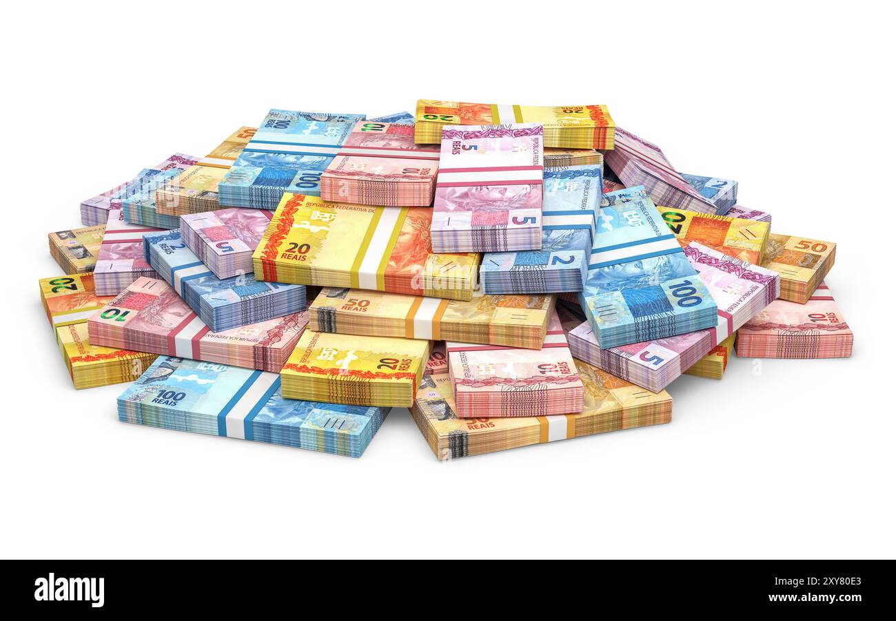 Piles of Brazilian Real banknotes Stock Photo - Alamy