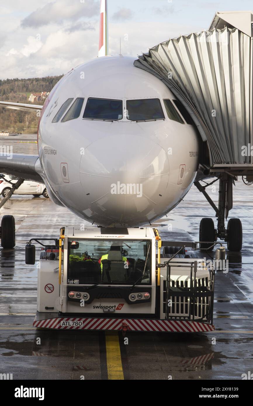 Flight, passenger aircraft Teofilo Braga of the type Airbus A320 of the ...