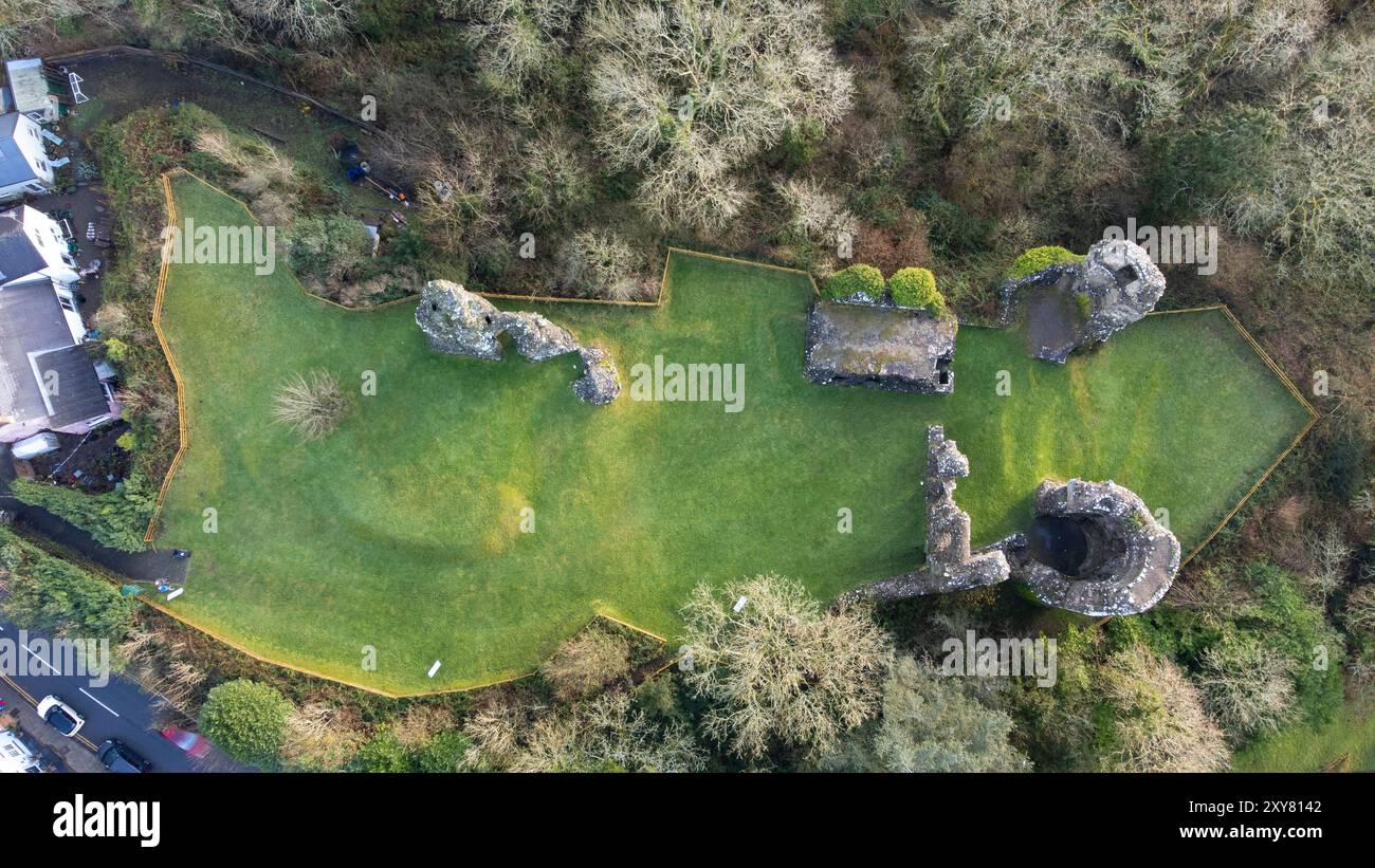 Aerial view of Narberth Castle, Pembrokeshire Wales UK United Kingdom ...