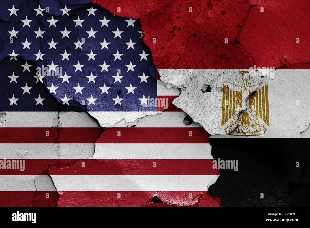 Flags of USA and Egypt painted on cracked wall Stock Photo - Alamy