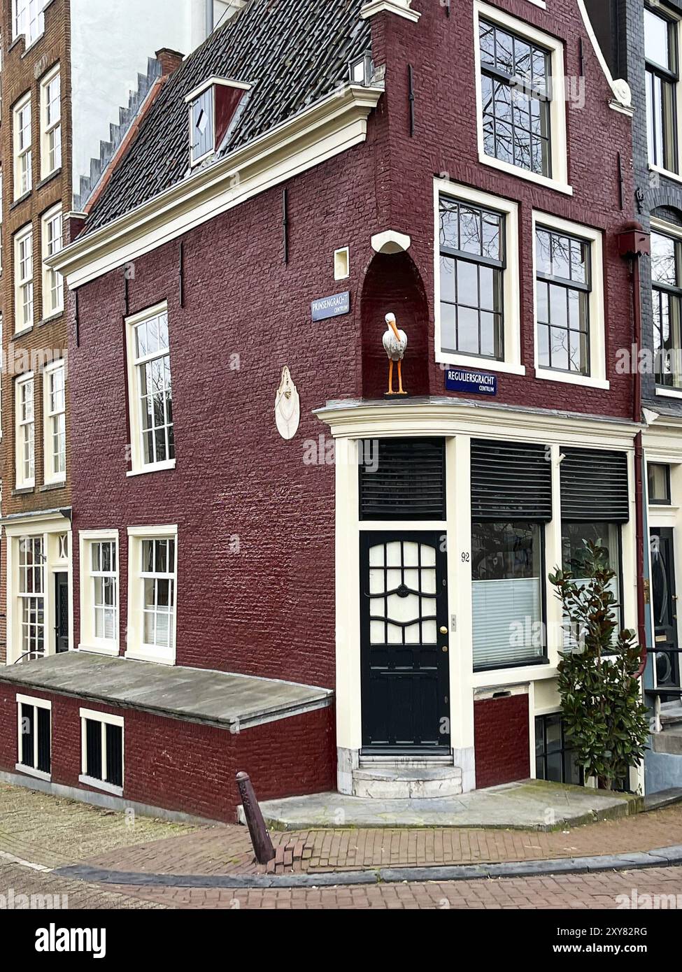 Amsterdam, Netherlands. January 20, 2024.The house with the stork in ...