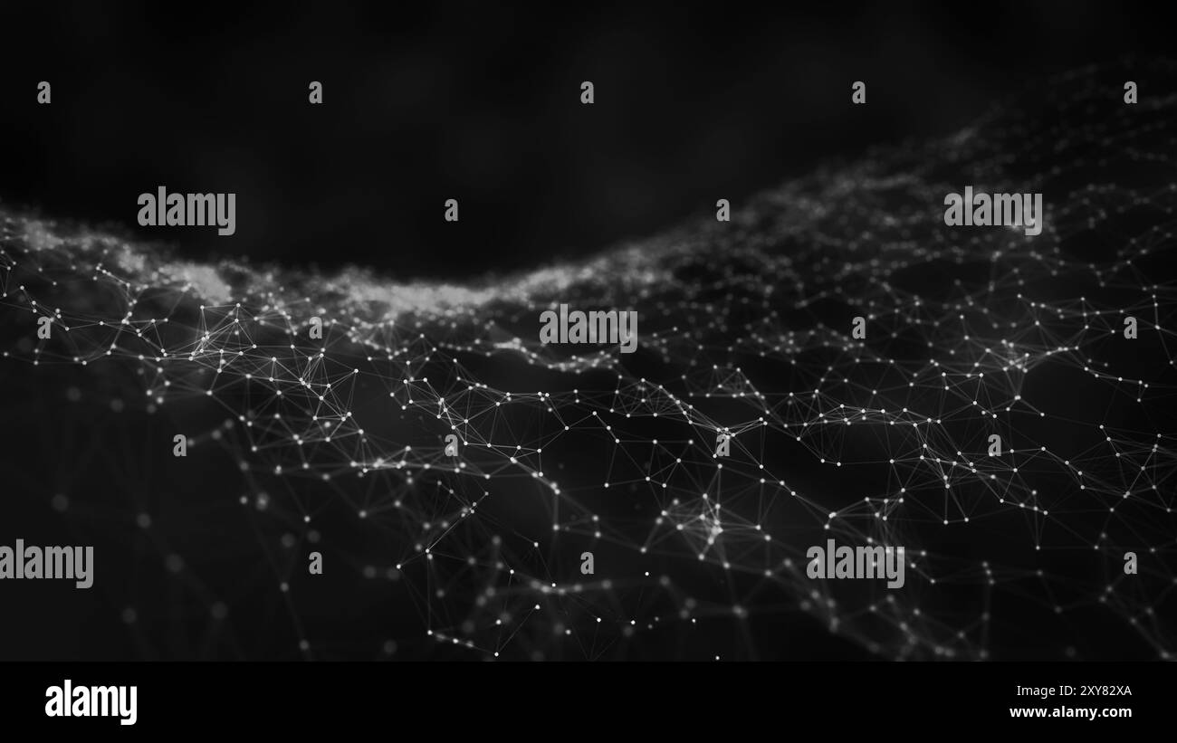 Abstract technology network with glowing nodes and lines. Modern and sophisticated background ...
