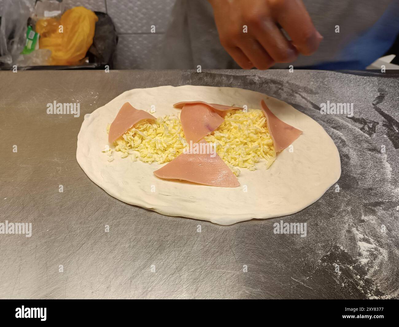 Making Italian calzone step by step, traditional Italian food Stock ...