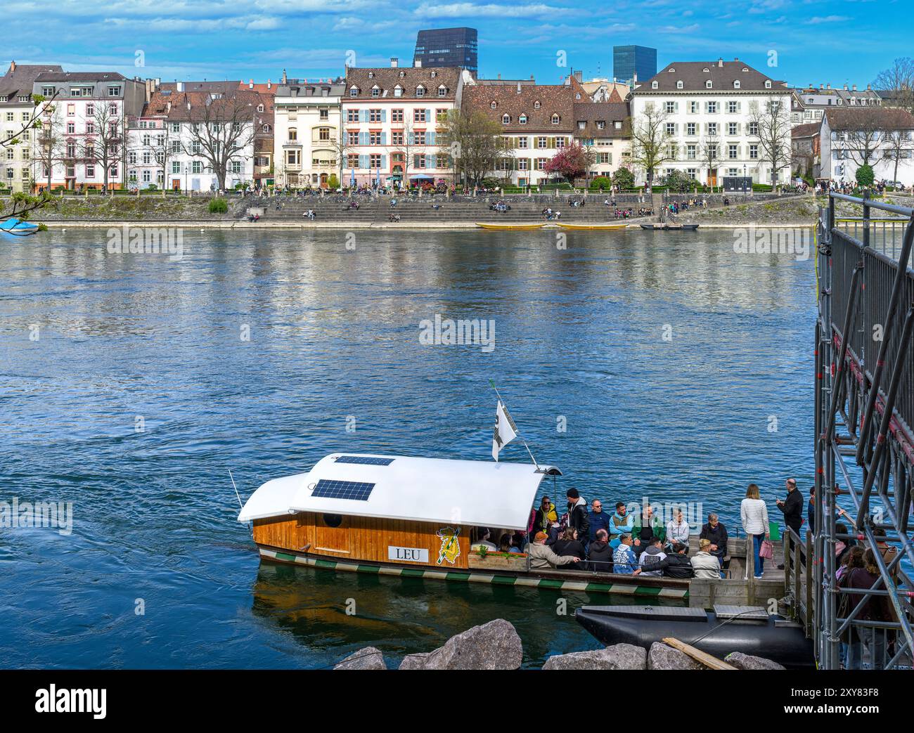 Münster Ferry 'Leu' is a Reaction Ferry on the South shore of the River ...