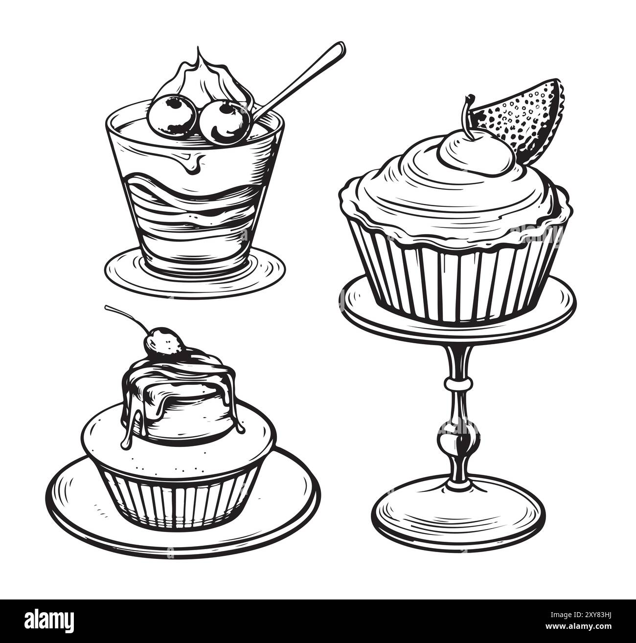 Vintage cherry pie illustration hi-res stock photography and images - Alamy