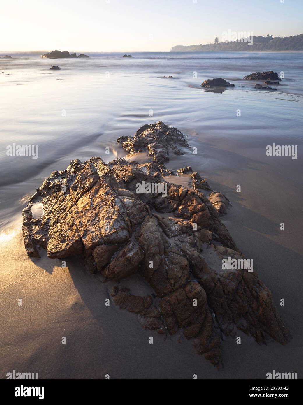 coastal seascape with rocks and ocean water at minnie water on nsw ...
