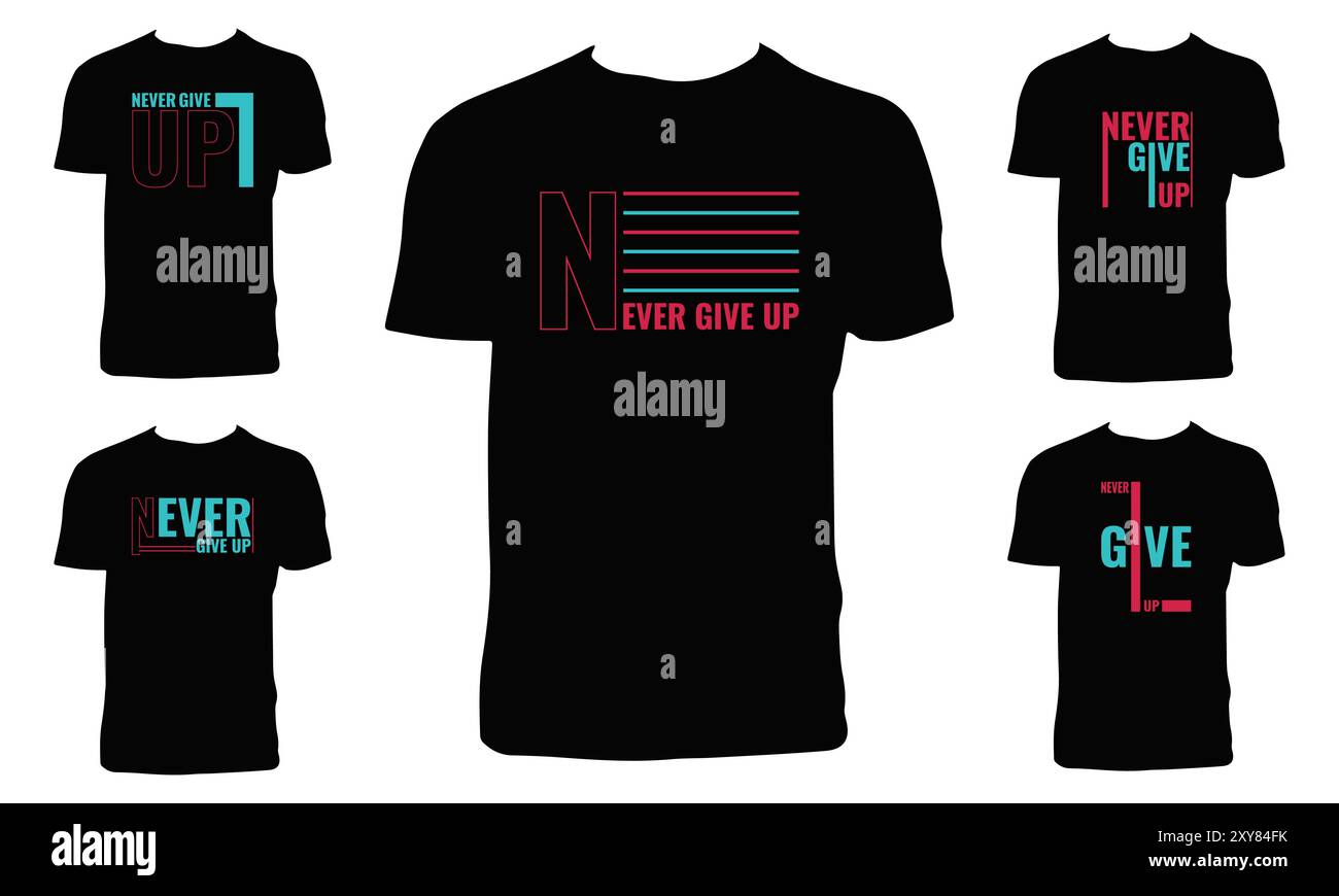 Never Give Up Typography T Shirt Design Bundle Stock Vector Image & Art ...