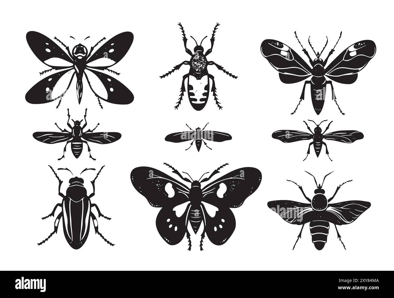 Insect set Vector illustration Silhouette Stock Vector Image & Art - Alamy