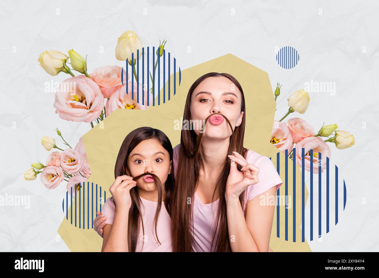 Trend artwork sketch image composite 3D photo collage of family ...