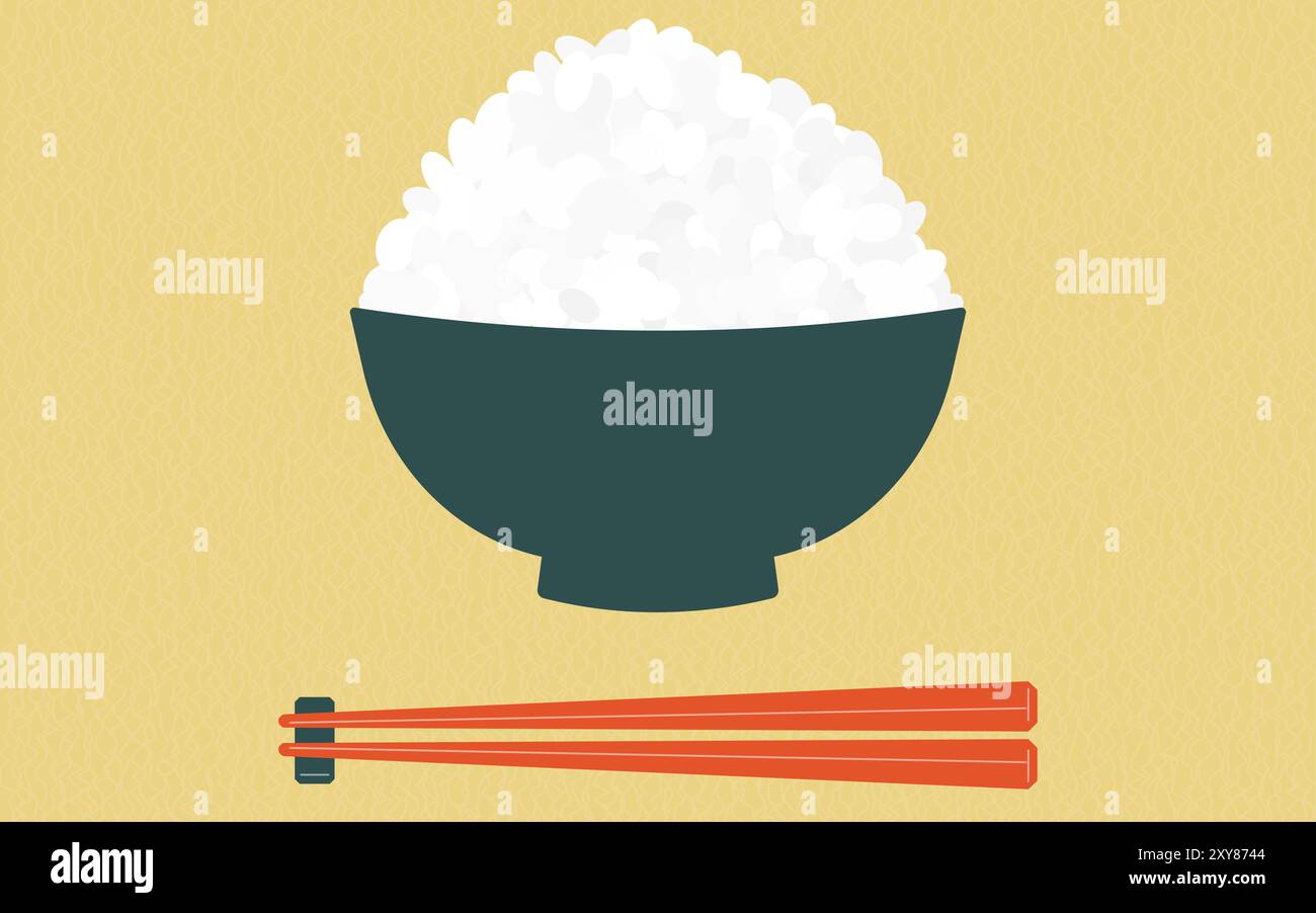 Clip art of rice in a bowl and chopsticks, Vector Illustration Stock ...