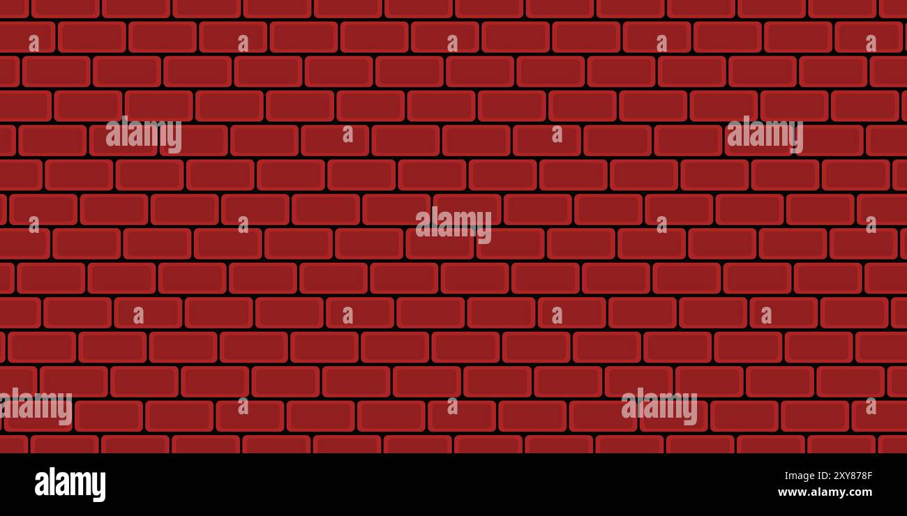 Brick wall, red relief texture with shadow, vector background ...