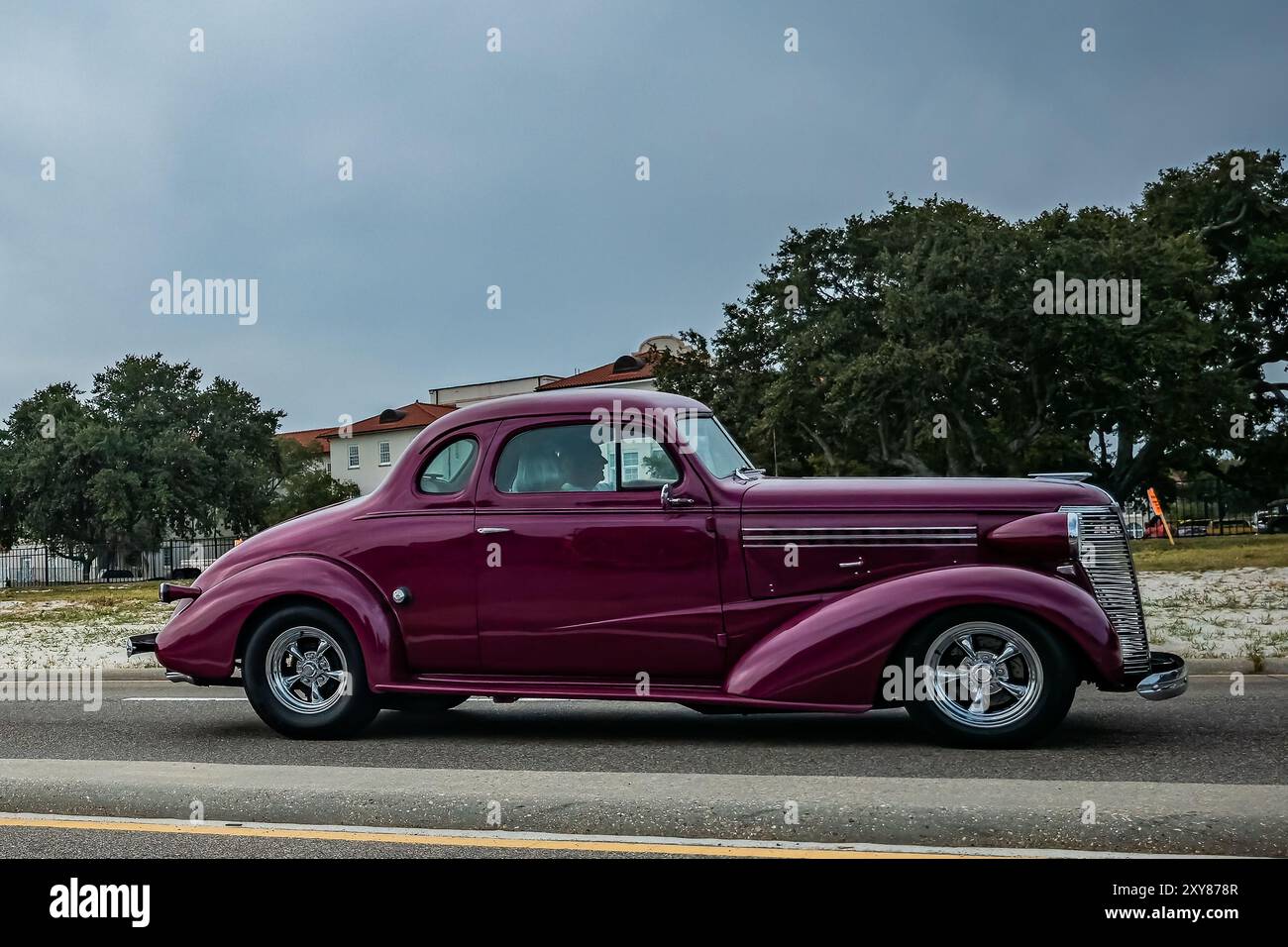 Gulfport, MS - October 05, 2023: Wide angle side view of a 1938 ...