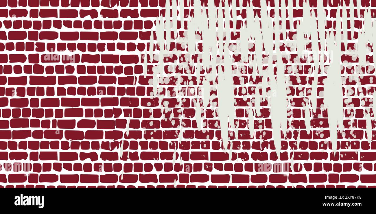 Brick wall, red relief texture with shadow, vector background ...