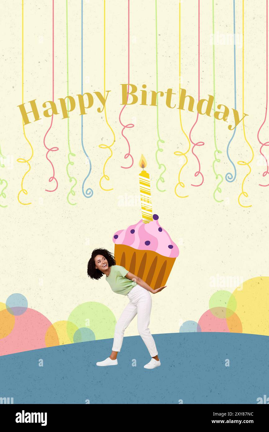 Trend artwork composite sketch photo collage of happy birthday greeting ...