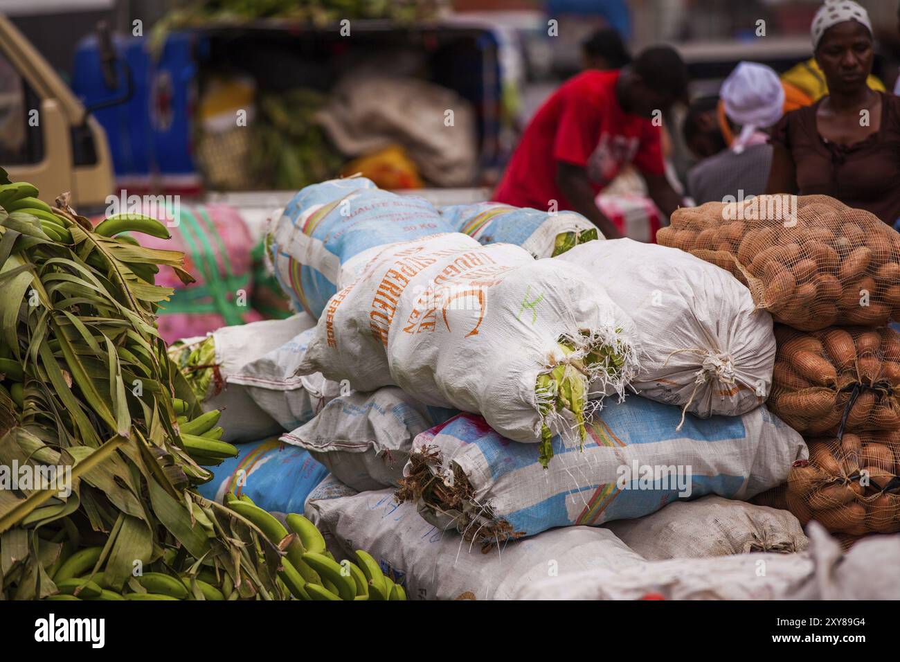 Stacks of food in a harbour Stock Photo - Alamy