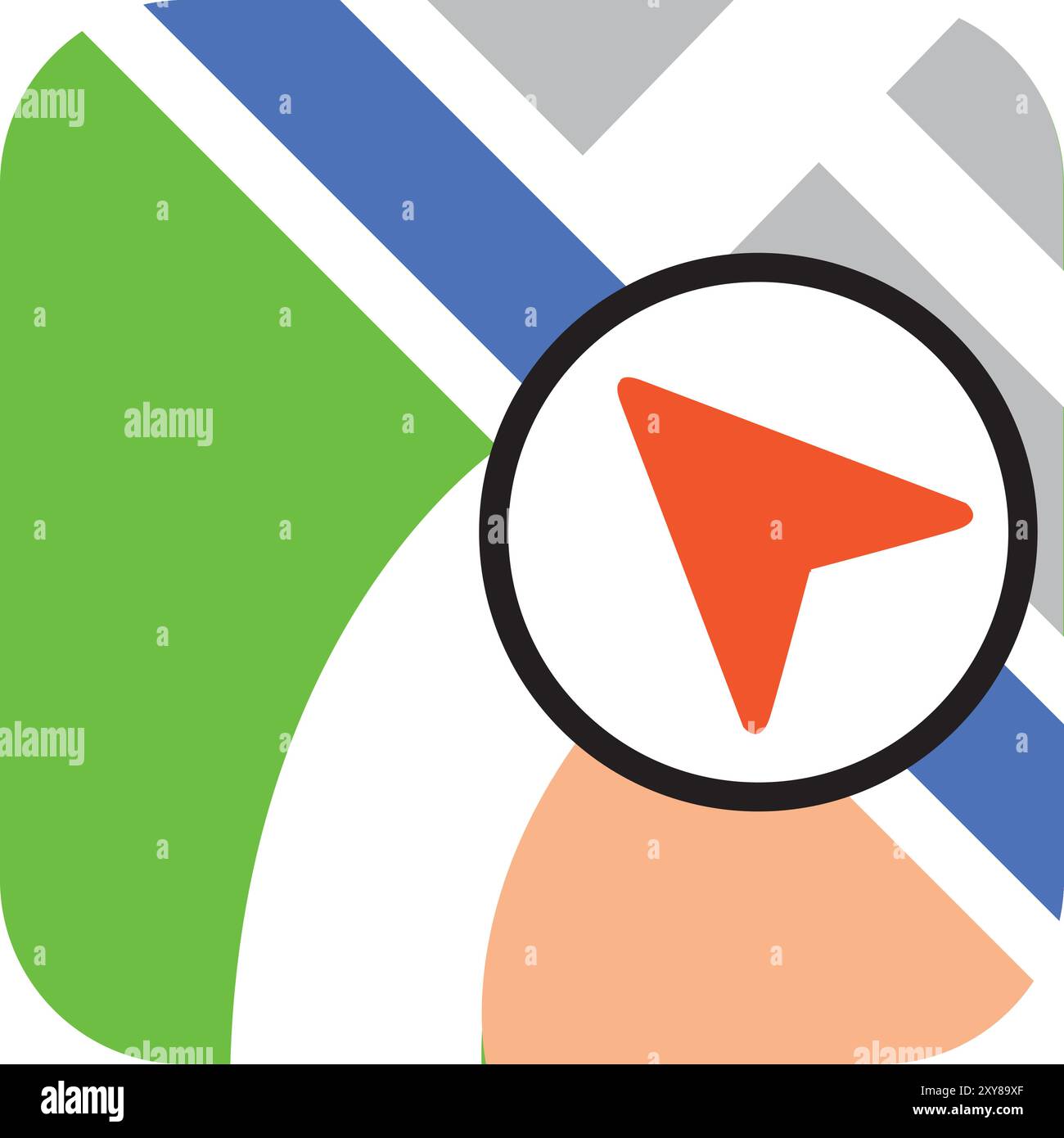 Navigation arrow on map, satellite based positioning and navigation ...