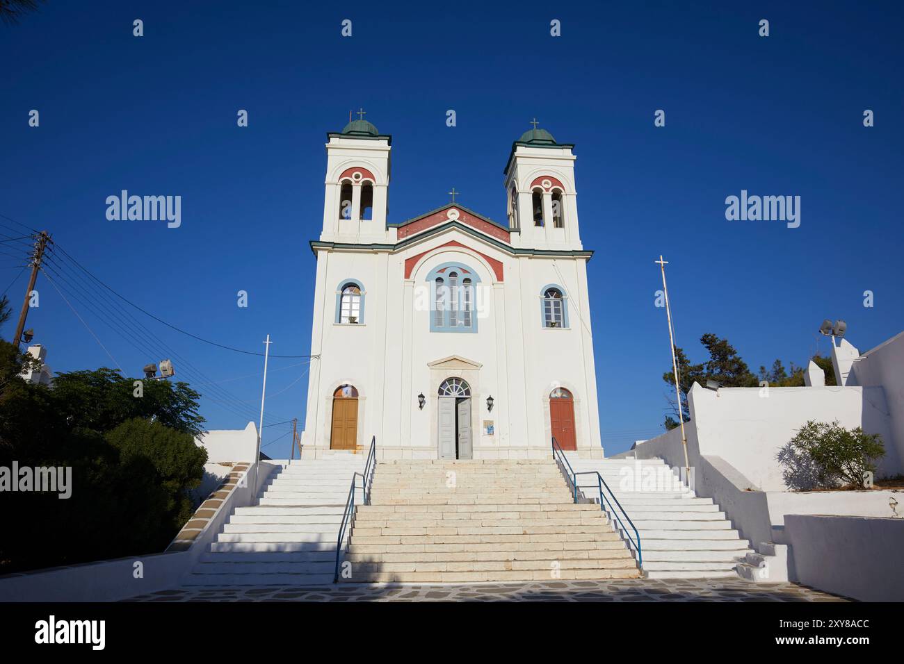 The church of the Naousa village in Paros, Cyclades, Greece Stock Photo ...