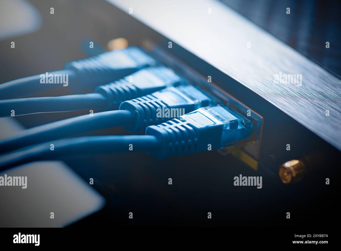 Fast internet concept with router close up, gigabit ethernet Stock ...