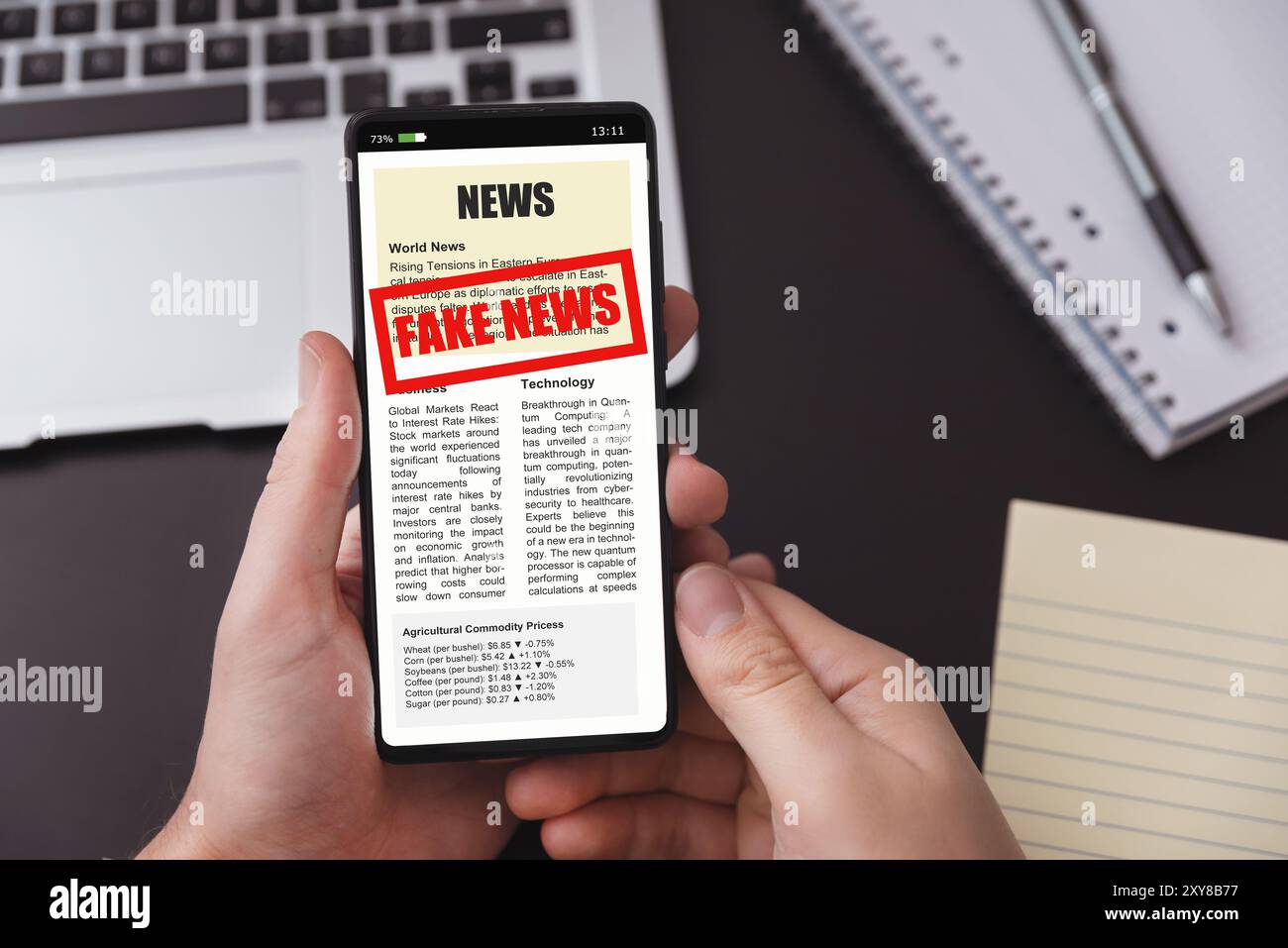 Fake news on internet, mobile app, fake verification Stock Photo - Alamy