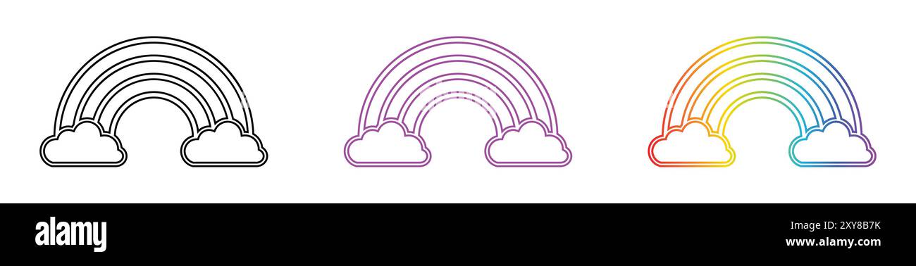 Rainbow icon set in different style color. Clouds and rainbow icon set ...