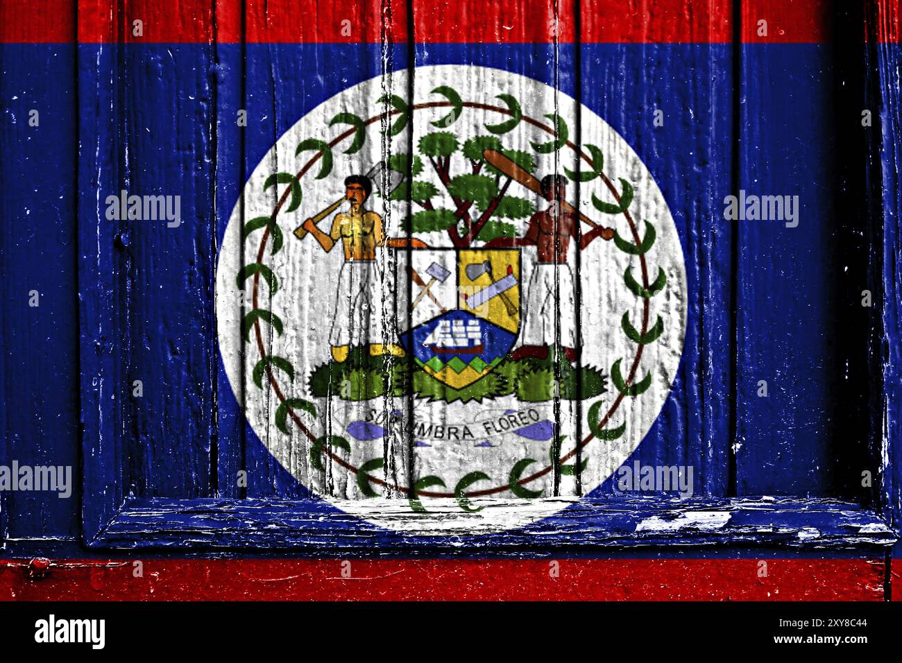 Flag of Belize painted on wooden frame Stock Photo - Alamy
