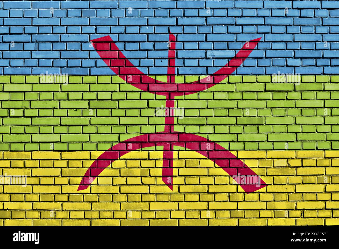 Berber flag painted on brick wall Stock Photo - Alamy