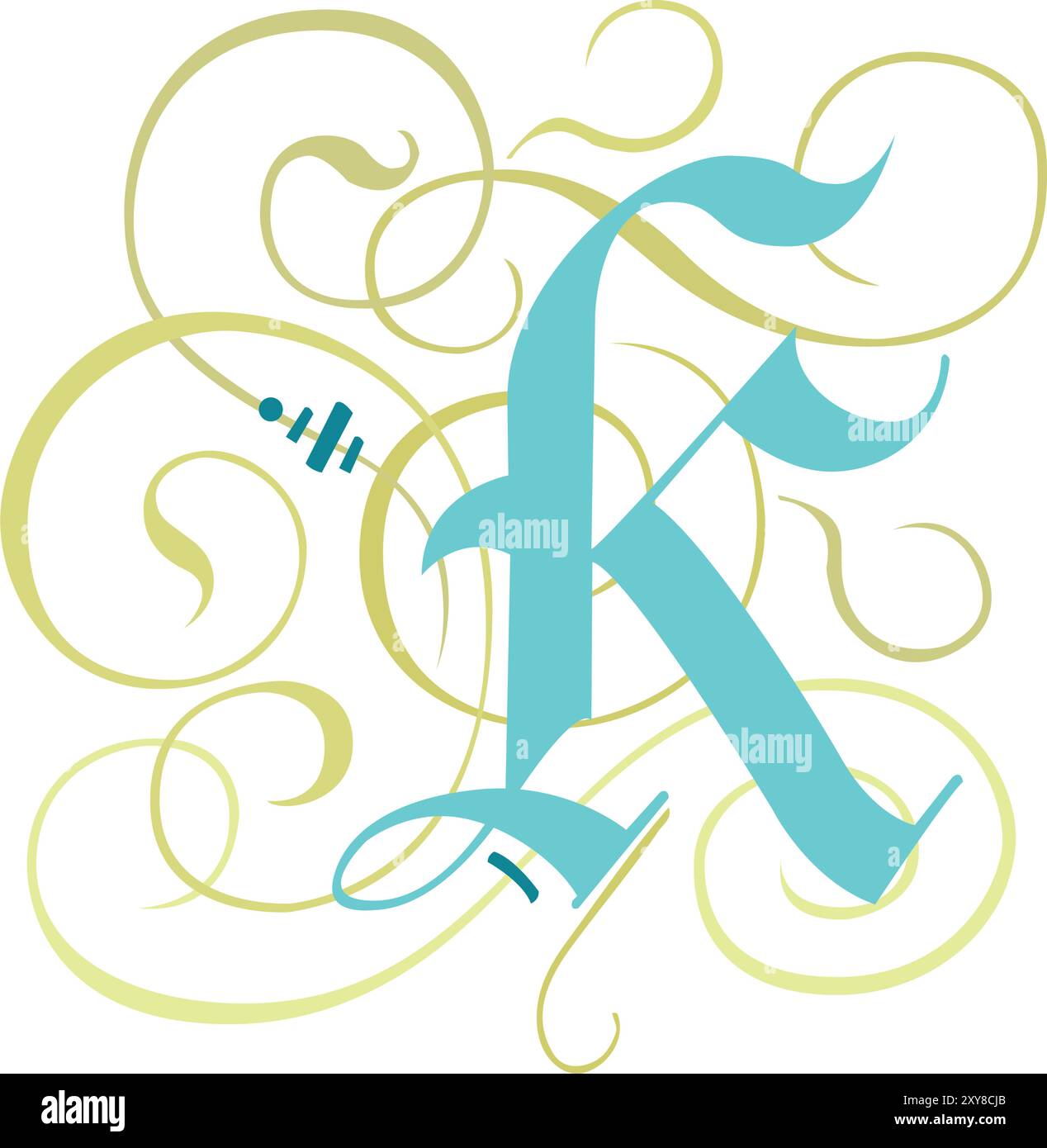 Art Gothic Initial Caps Font Capital Letter K vector design ...
