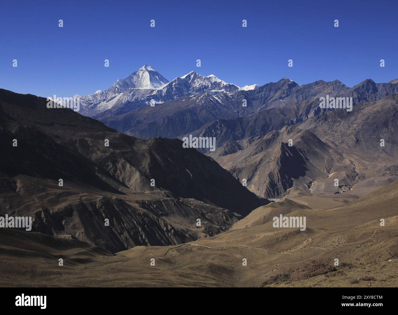 Seventh highest mountain in the world. Mount Dhaulagiri seen from a ...