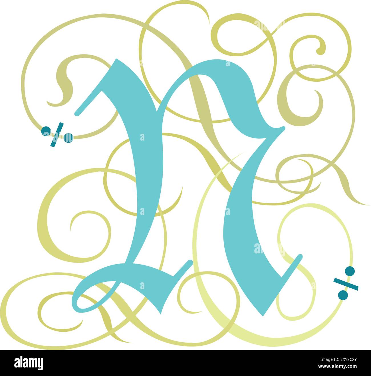 Art Gothic Initial Caps Font Capital Letter N vector design ...