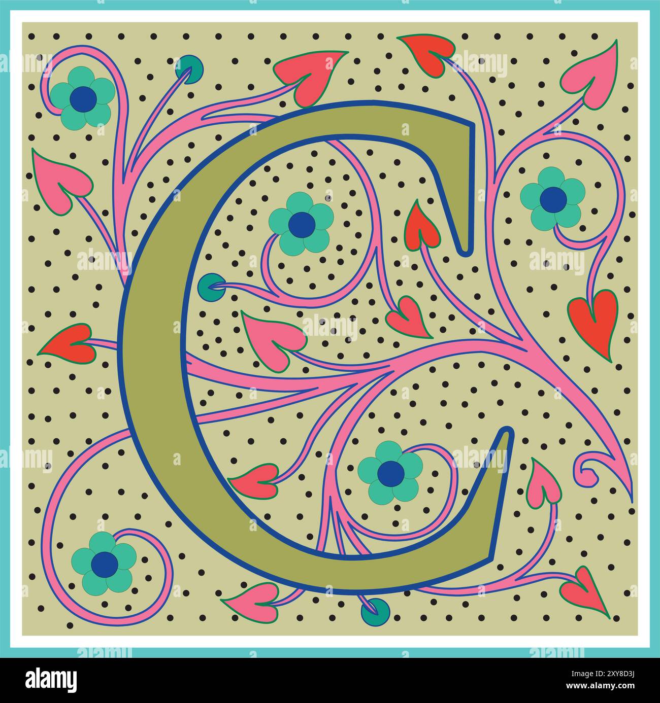 Art Nabel Initial Caps Font Capital Letter C vector design illustration ...