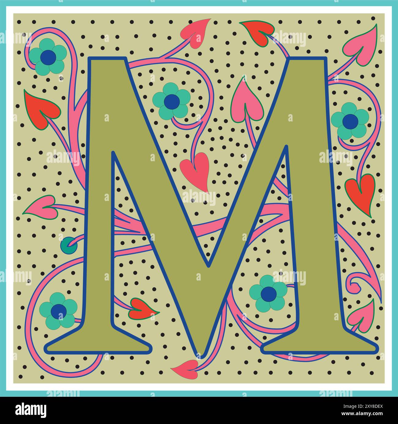 Art Nabel Initial Caps Font Capital Letter M vector design illustration ...