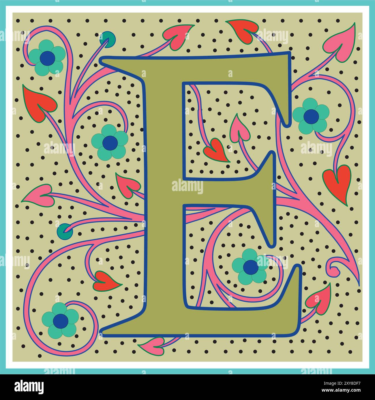 Art Nabel Initial Caps Font Capital Letter E vector design illustration ...