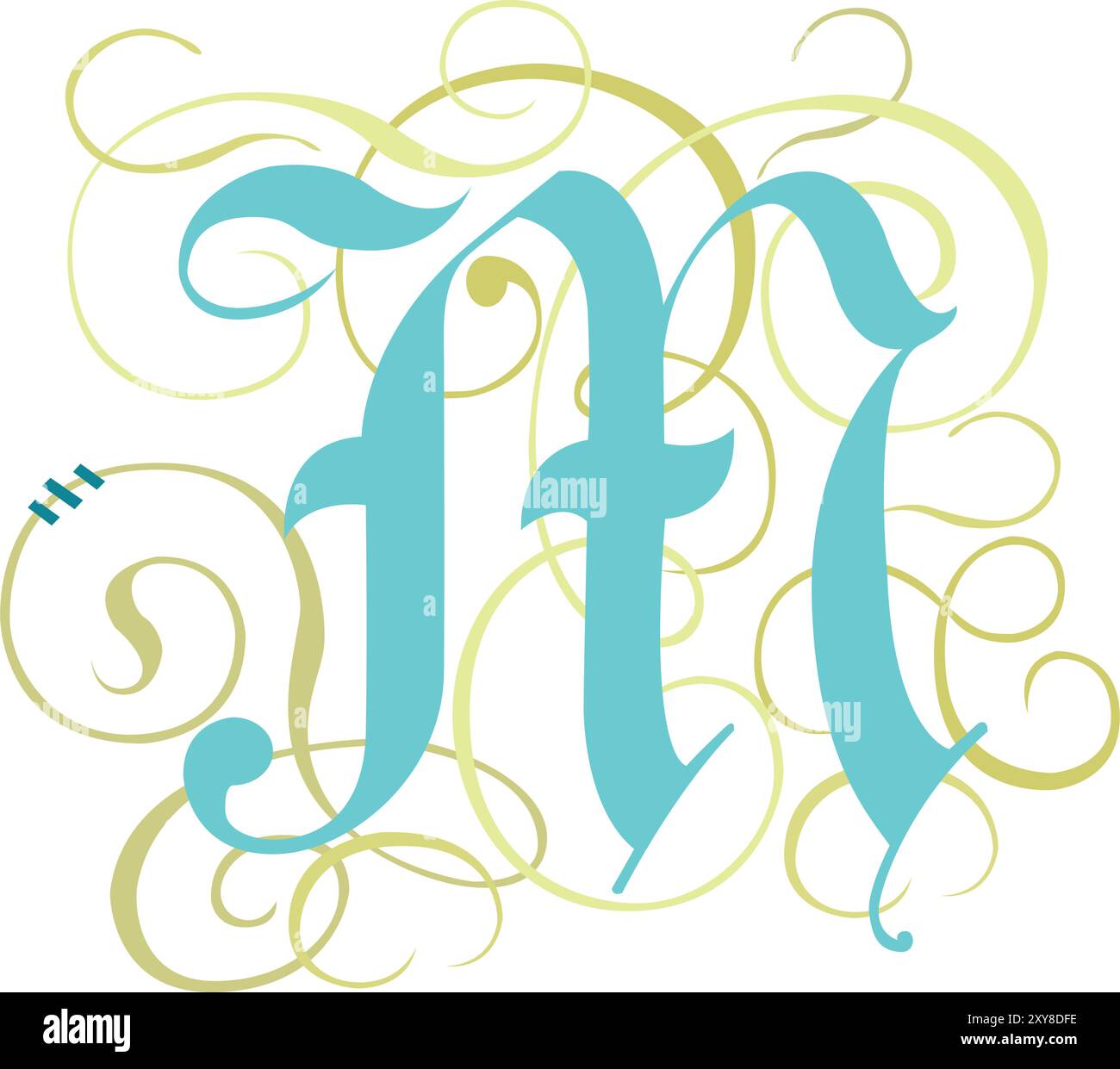 Art Gothic Initial Caps Font Capital Letter M vector design ...