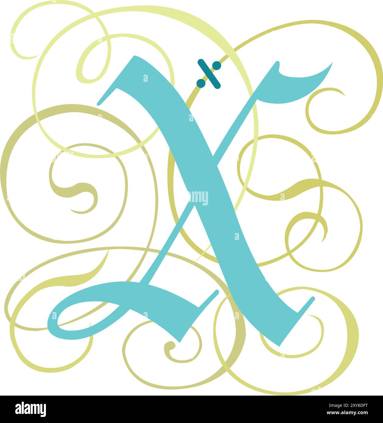 Art Gothic Initial Caps Font Capital Letter X vector design ...