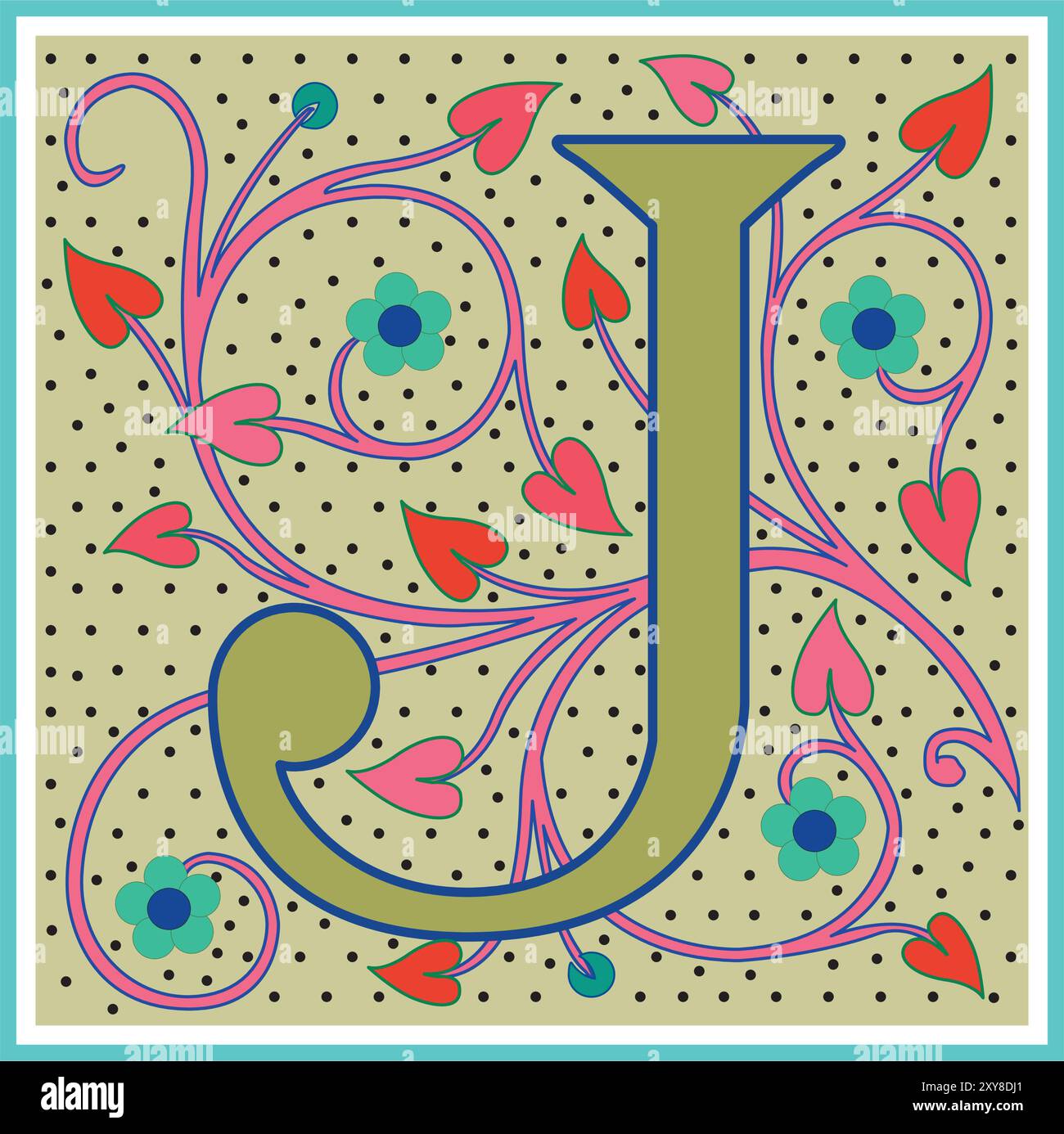 Art Nabel Initial Caps Font Capital Letter J vector design illustration ...