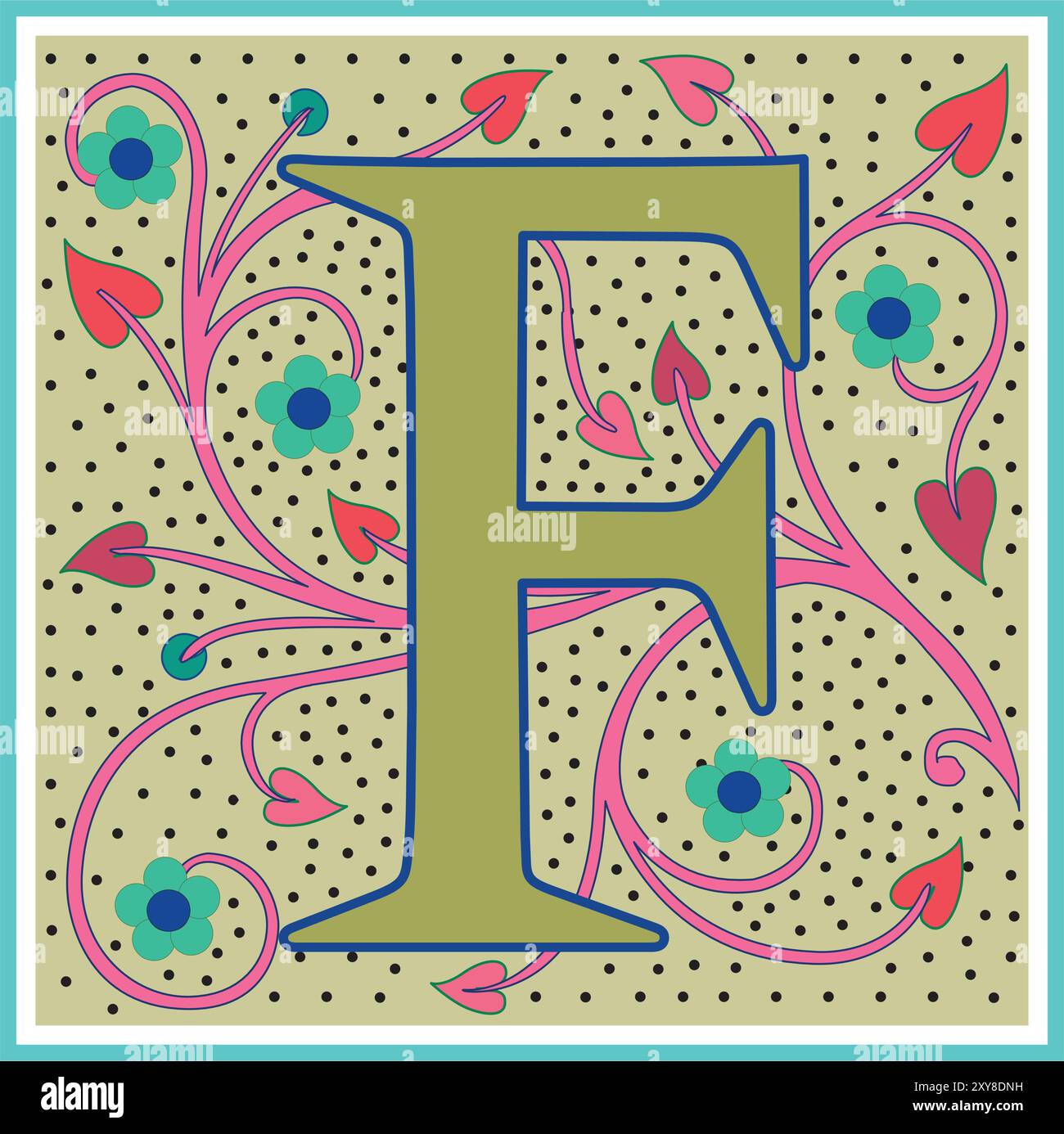Art Nabel Initial Caps Font Capital Letter F vector design illustration ...