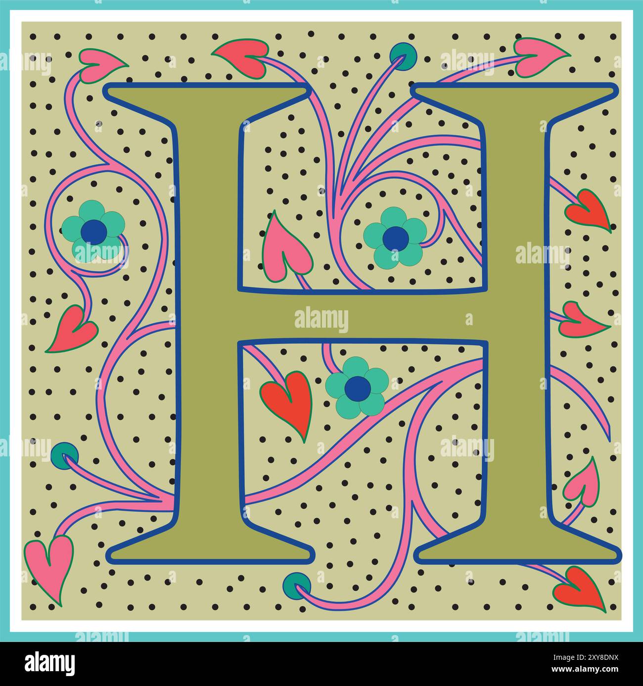 Art Nabel Initial Caps Font Capital Letter H vector design illustration ...