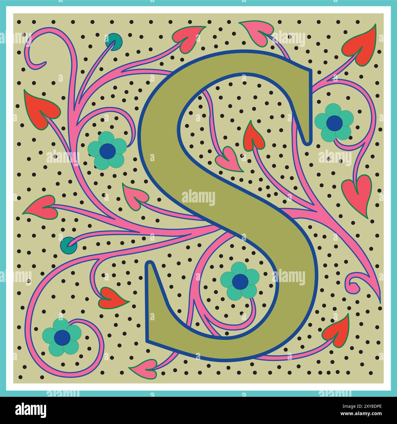 Art Nabel Initial Caps Font Capital Letter S vector design illustration ...